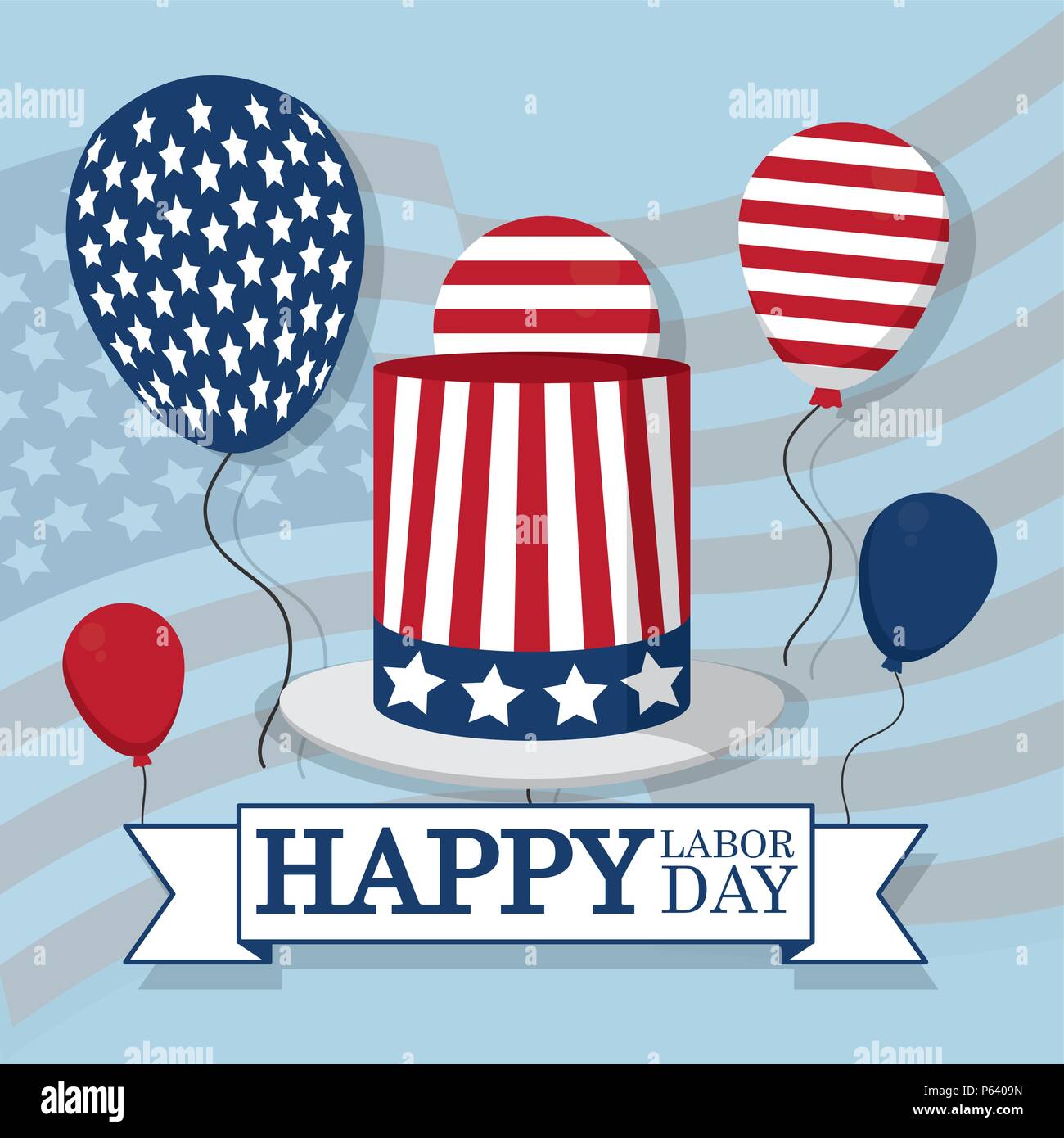 Uncle sam hat with balloons flying vector illustration graphic design ...