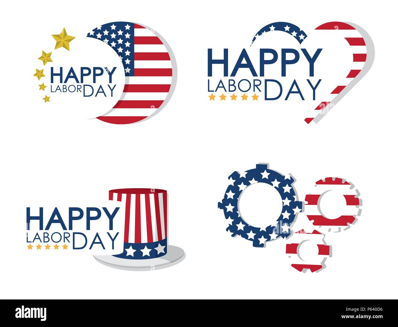 Set of labor day emblems vector illustration graphic design Stock ...