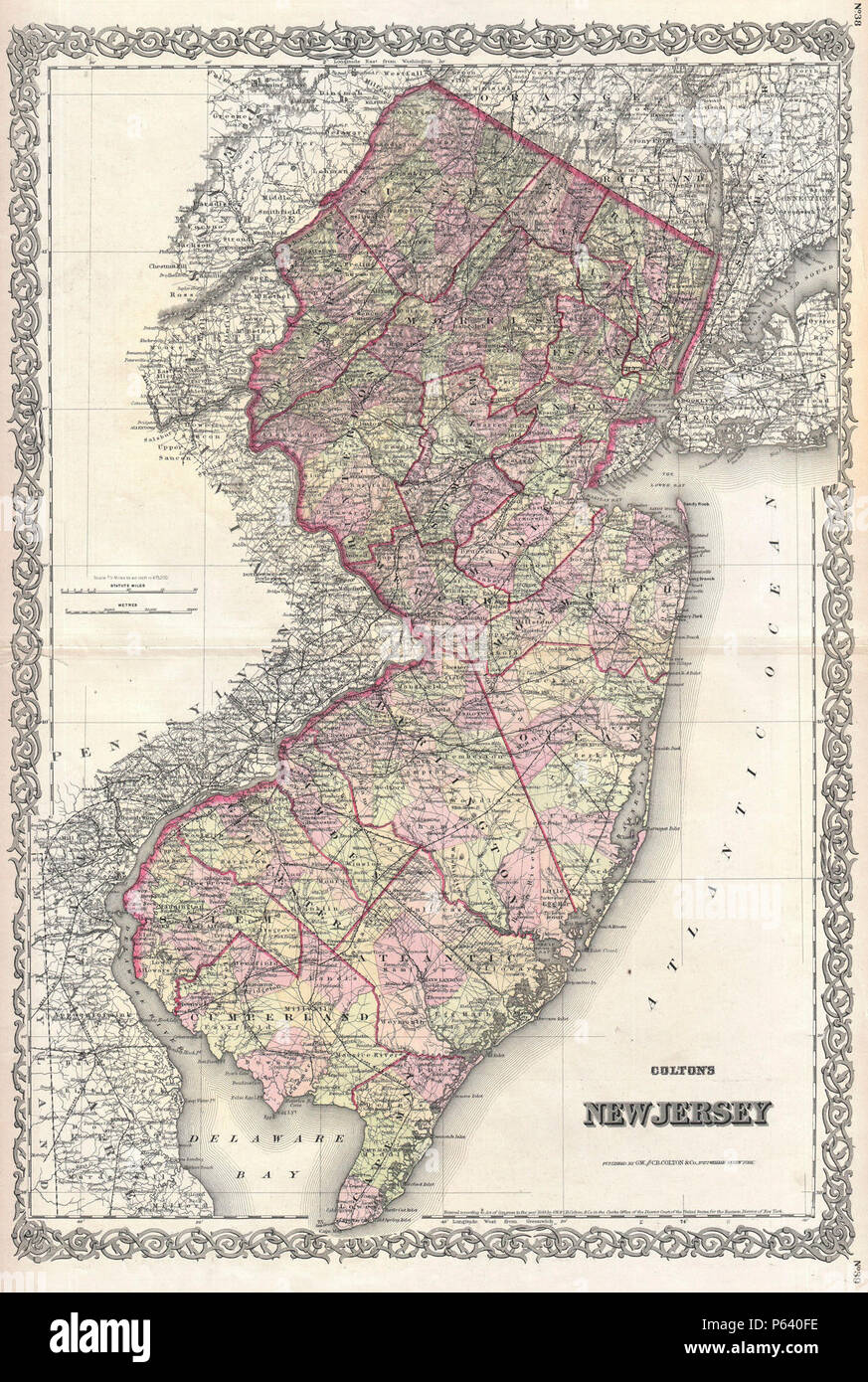 1868 Colton Map of New Jersey - Geographicus - NJ-colton-1868 Stock ...