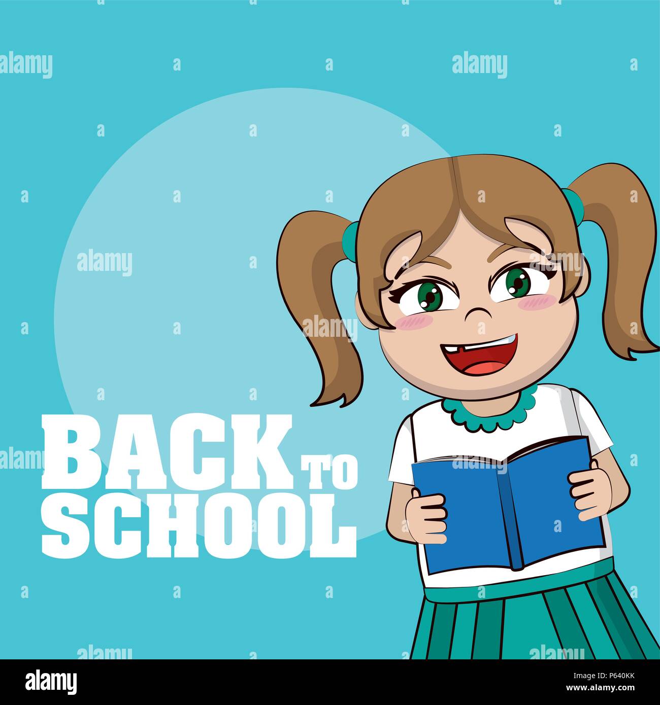 Beautiful girl student back to school cartoon vector illustration ...