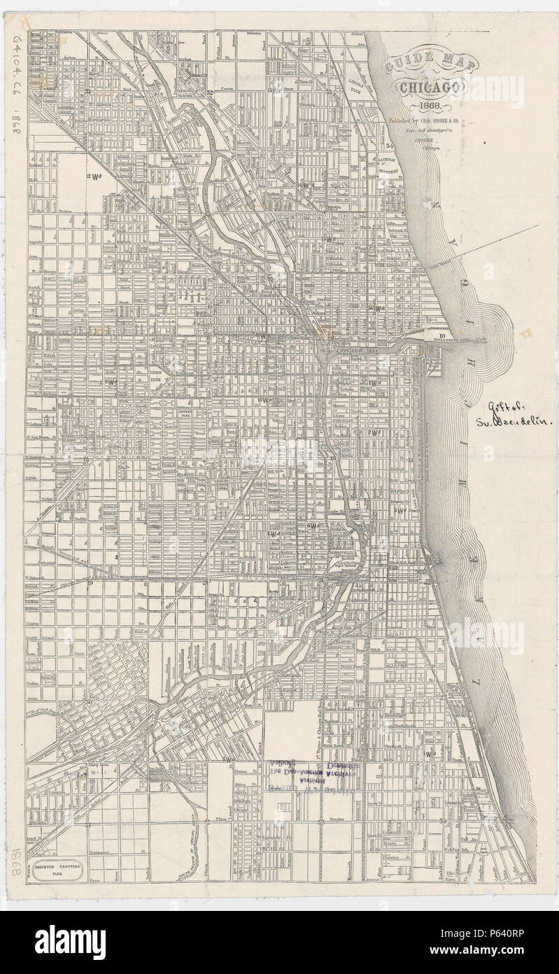 1868 Shober's Guide map of Chicago Stock Photo - Alamy