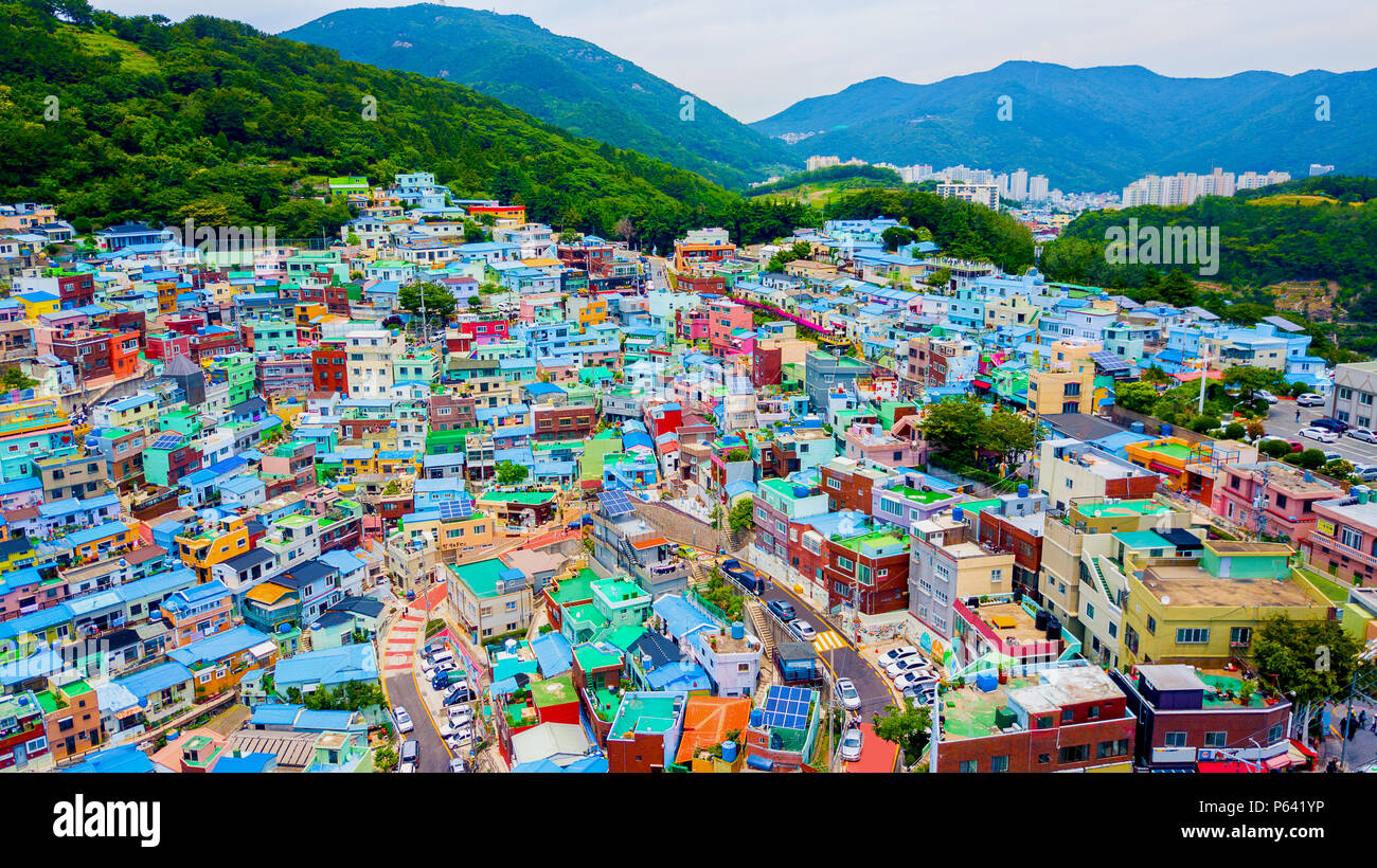 Aerial view of Gamcheon Culture Village located in Busan city of South ...