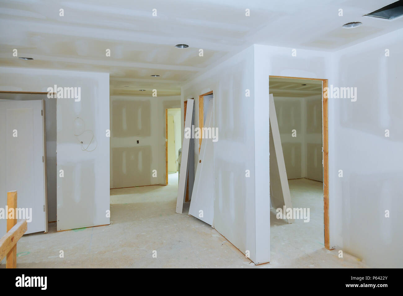 Home renovation of new construction of Drywall Plasterboard Interior ...