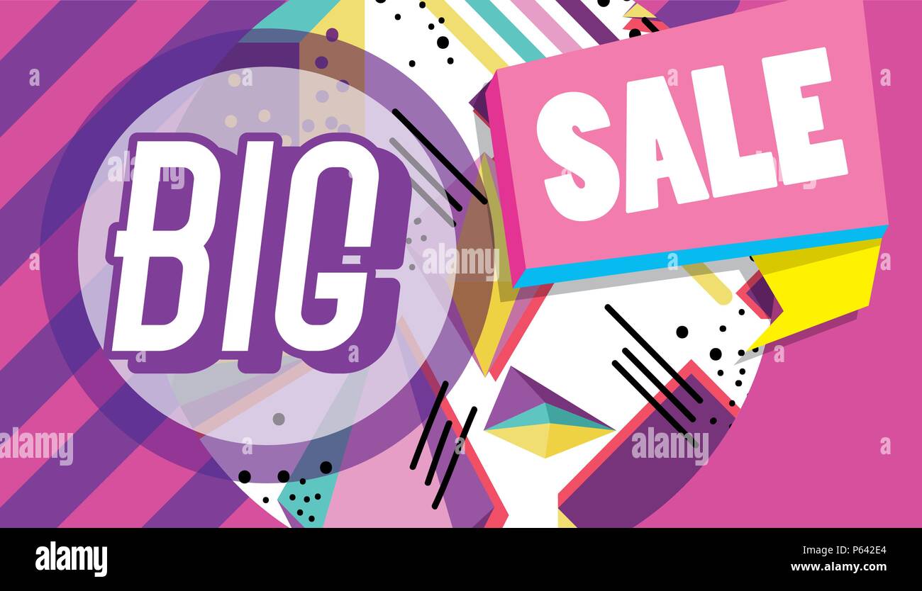 Big sale shopping discounts colorful poster vector illustration graphic ...