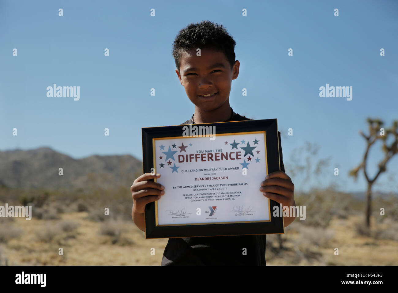 Keandre Jackson, son of Sgt. Dana Jackson, landing support specialist ...