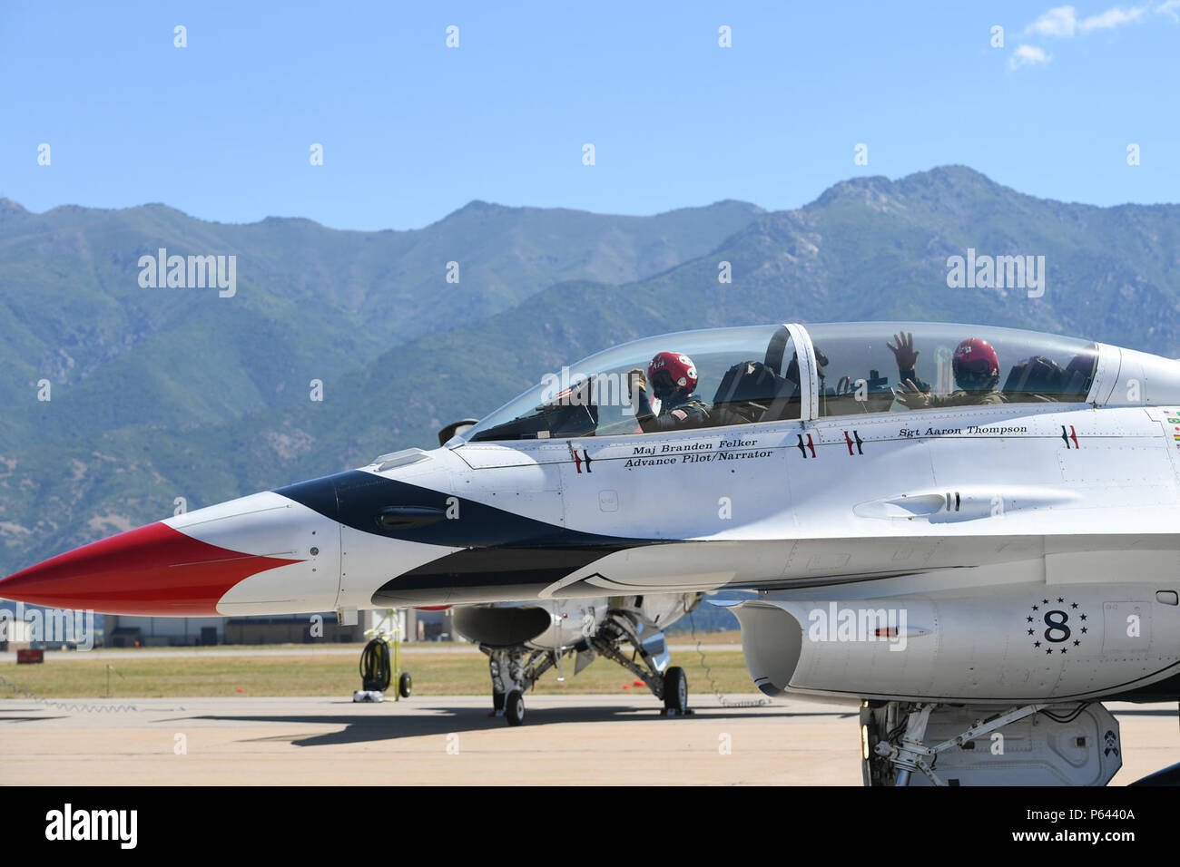 Sergeant Aaron Thompson, Washington County, Utah Sheriff, waves at his ...