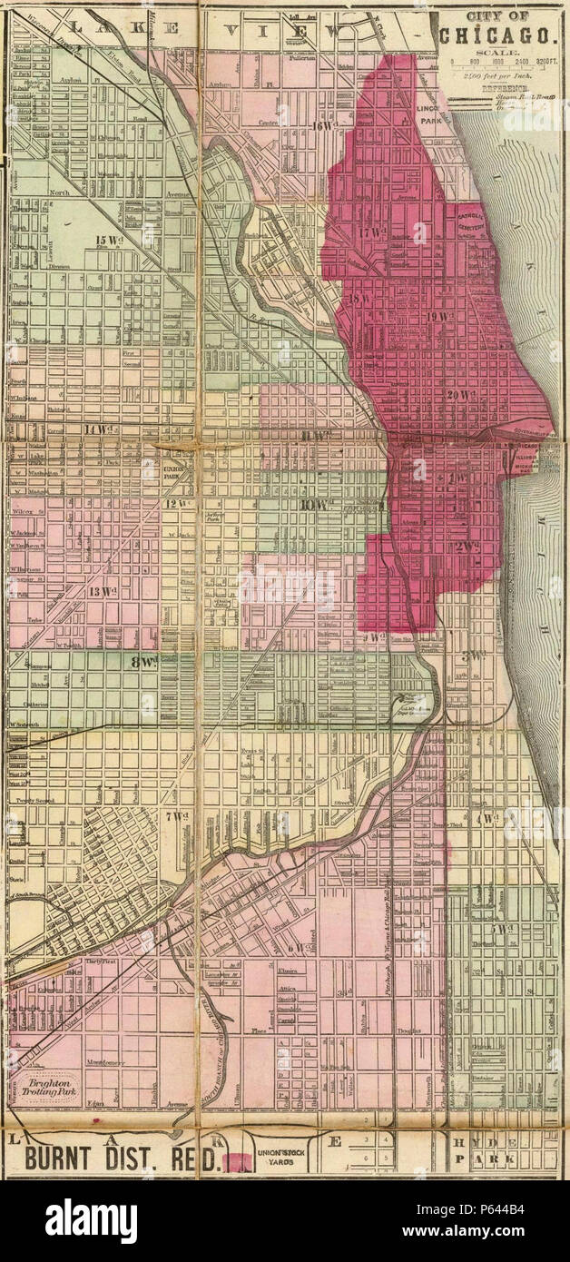 1871 Chicago Burnt District Map Stock Photo - Alamy
