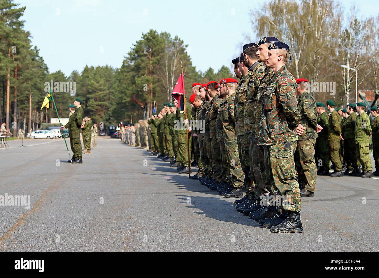 Soldiers of six North Atlantic Treaty Organization nations stand in ...