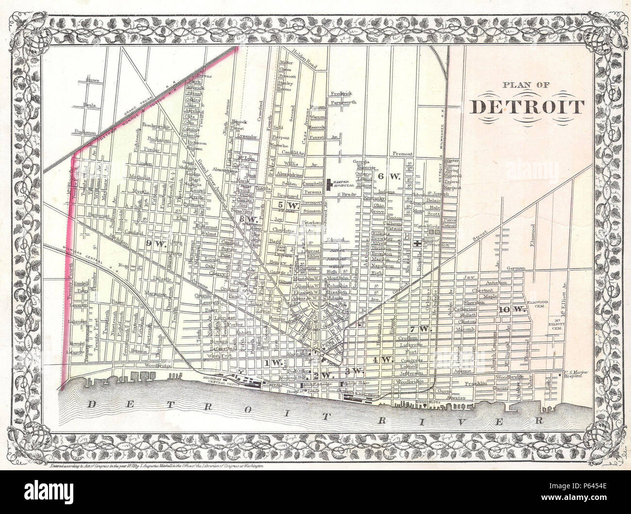 1872 Mitchell Map of the City of Detroit, Michigan - Geographicus ...