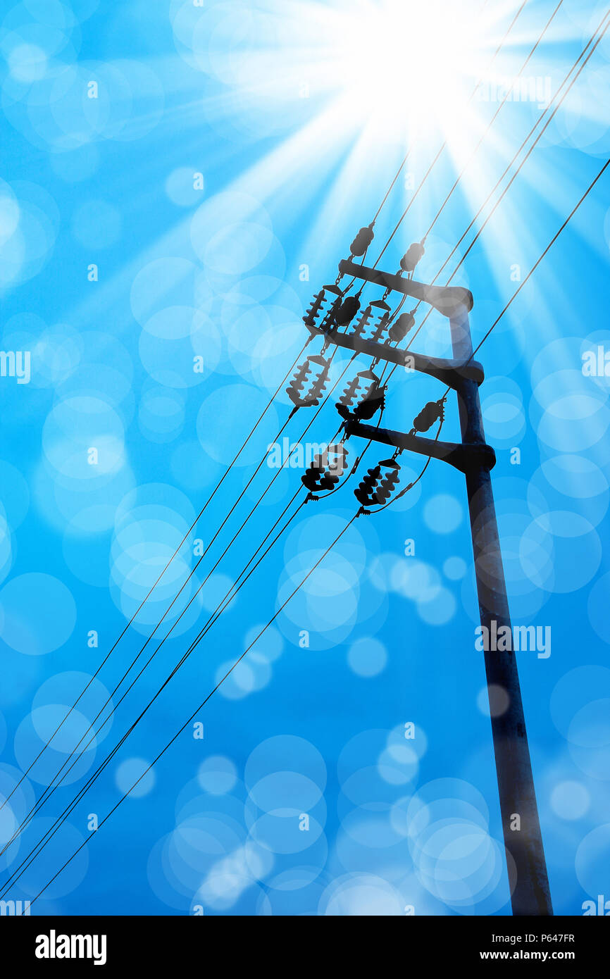 an image of a metal tower of Power Lines Stock Photo - Alamy