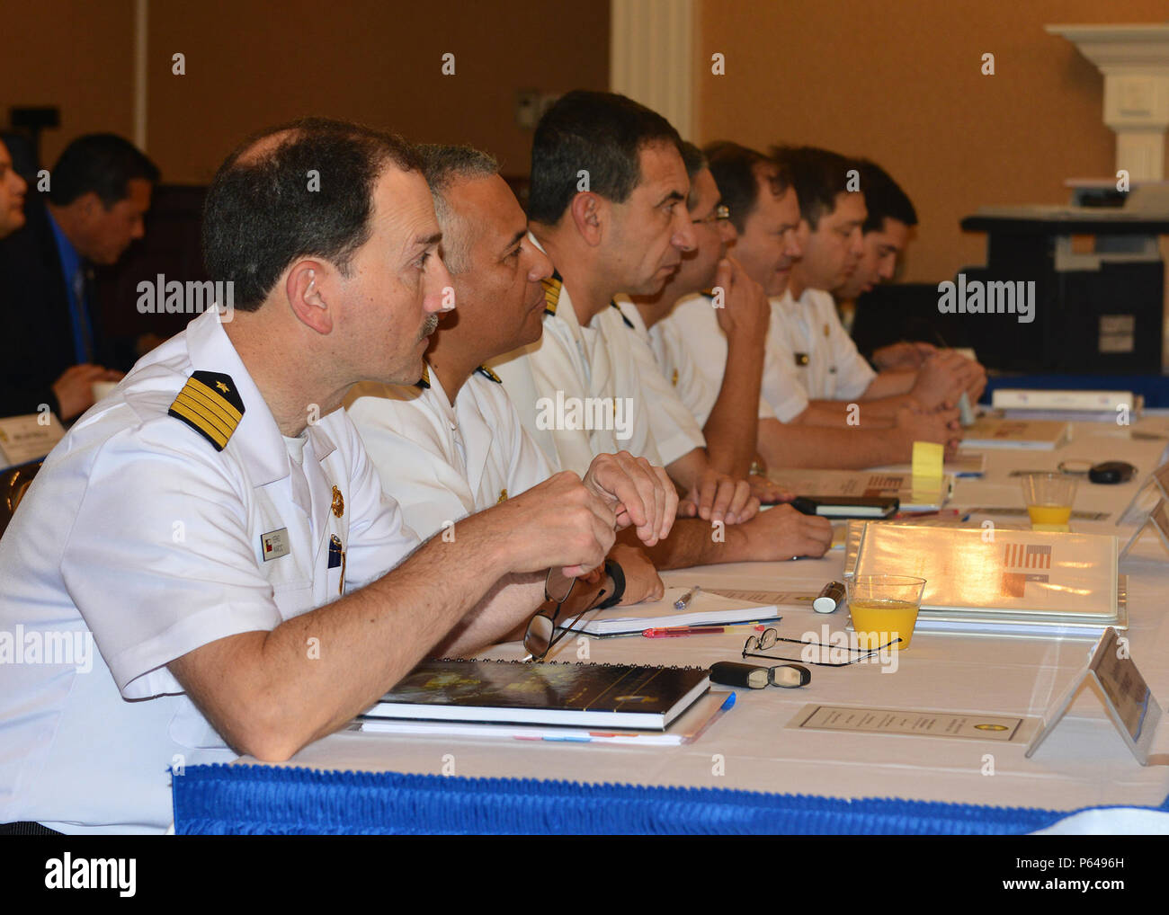 MAYPORT, Fla. (Apr. 19, 2016) – Armada de Chile delegation listen to ...