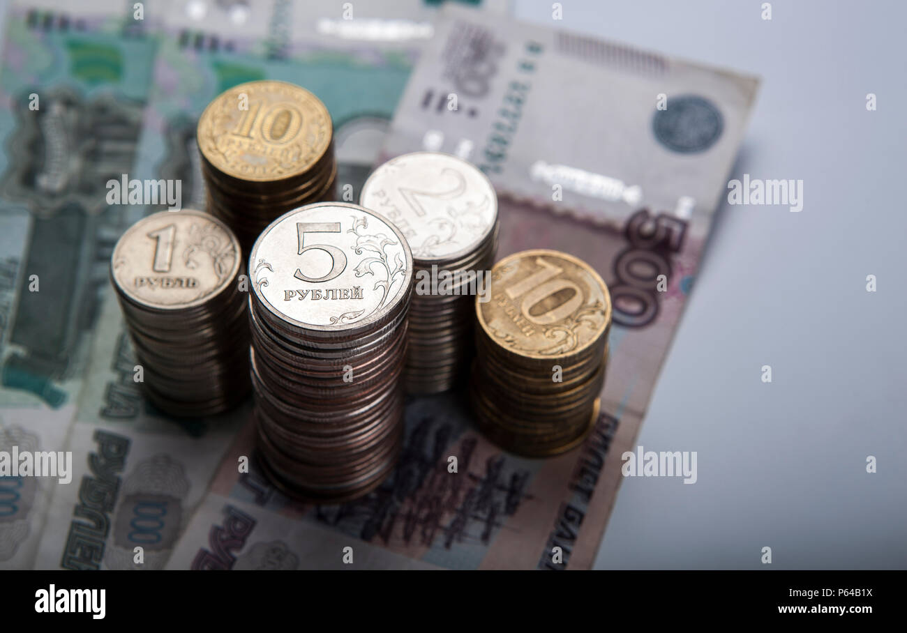 stacks of Russian rubles with note close up Stock Photo - Alamy