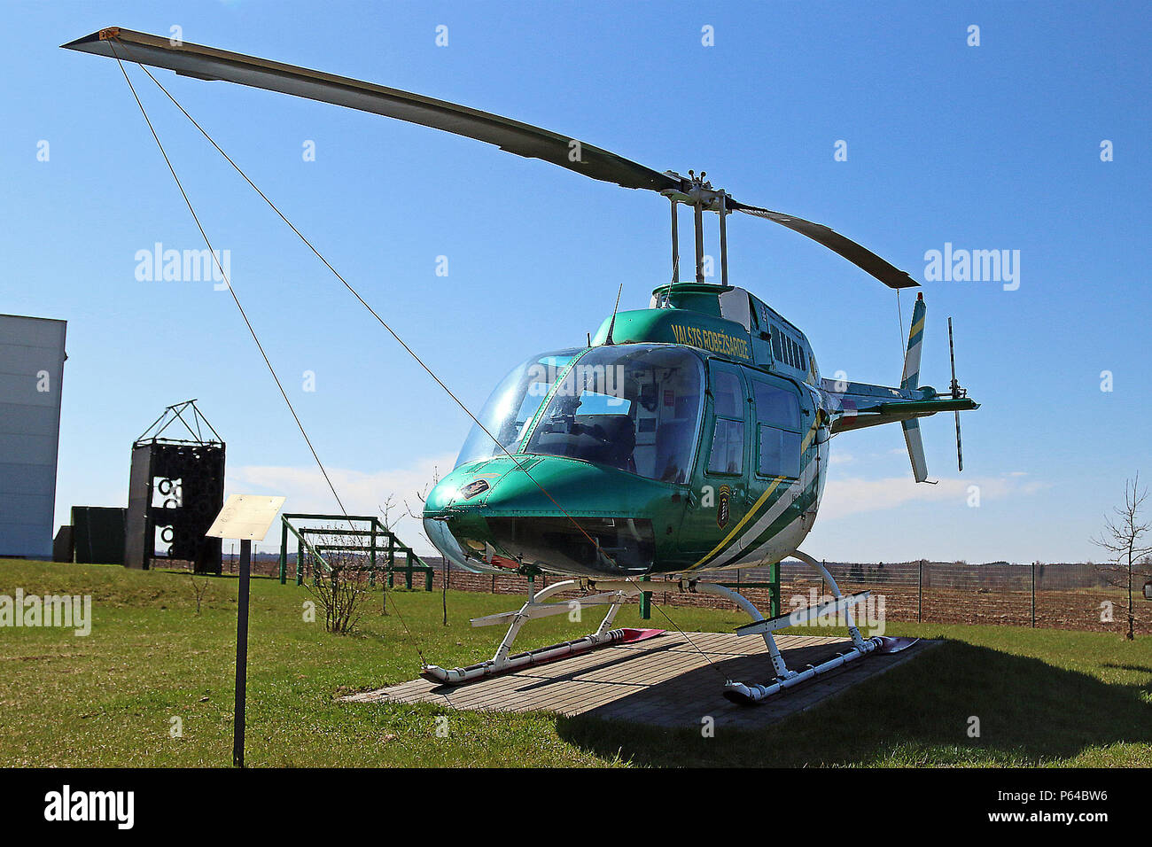 The first Latvian Border Guard Aviation Unit’s helicopter stands on ...