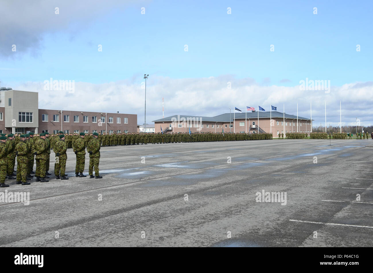 Estonian Army 1st Infantry Brigade Soldiers form up during the opening ...