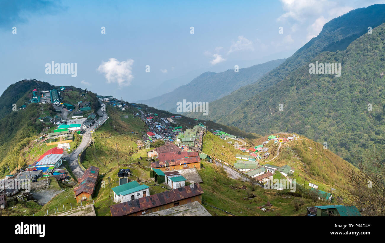 A Hilltop View of beautiful mountain range with villages Stock Photo ...