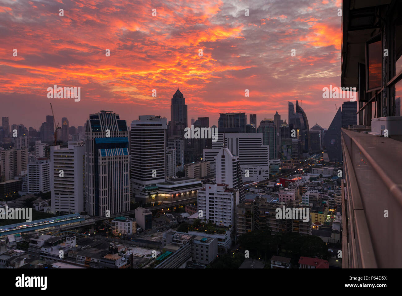 Bangkok skyline at sunset, Thailand Stock Photo - Alamy