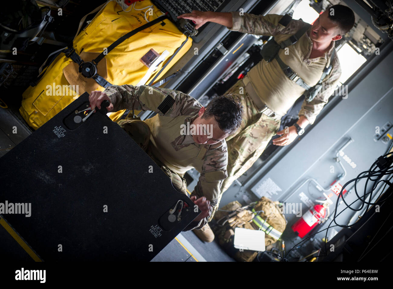 Staff Sgt. Samuel Levander, front, and Staff Sgt. Wyatt Leuck, flight ...