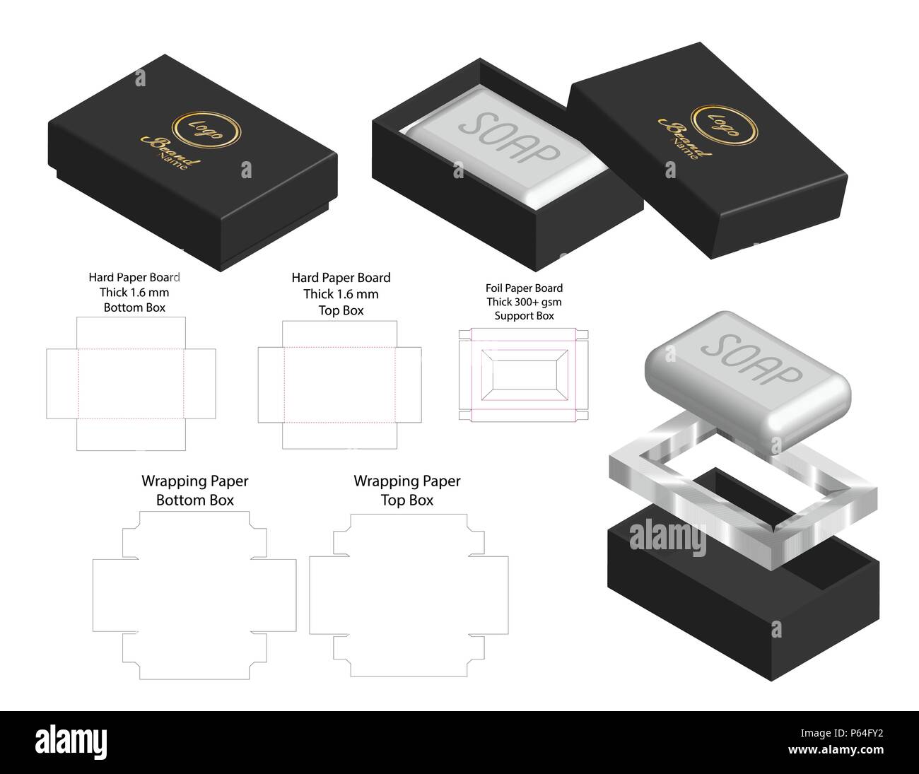 Packaging box mockup blue Stock Vector Images - Alamy