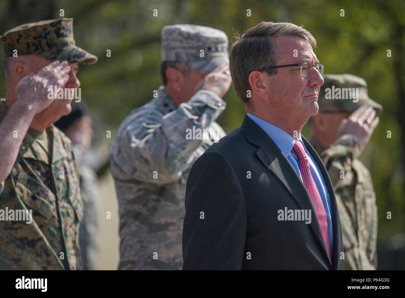 United State Secretary of Defense Ashton B. Carter stands before U.S ...