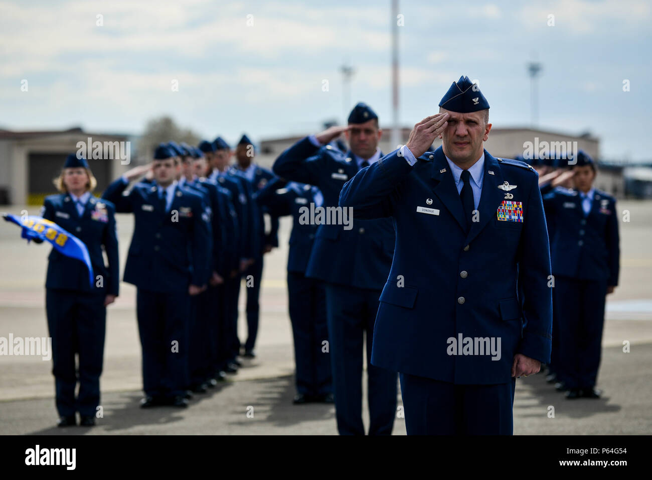 Col. Gerald A. Donohue, 86th Operations Group commander stands at the ...