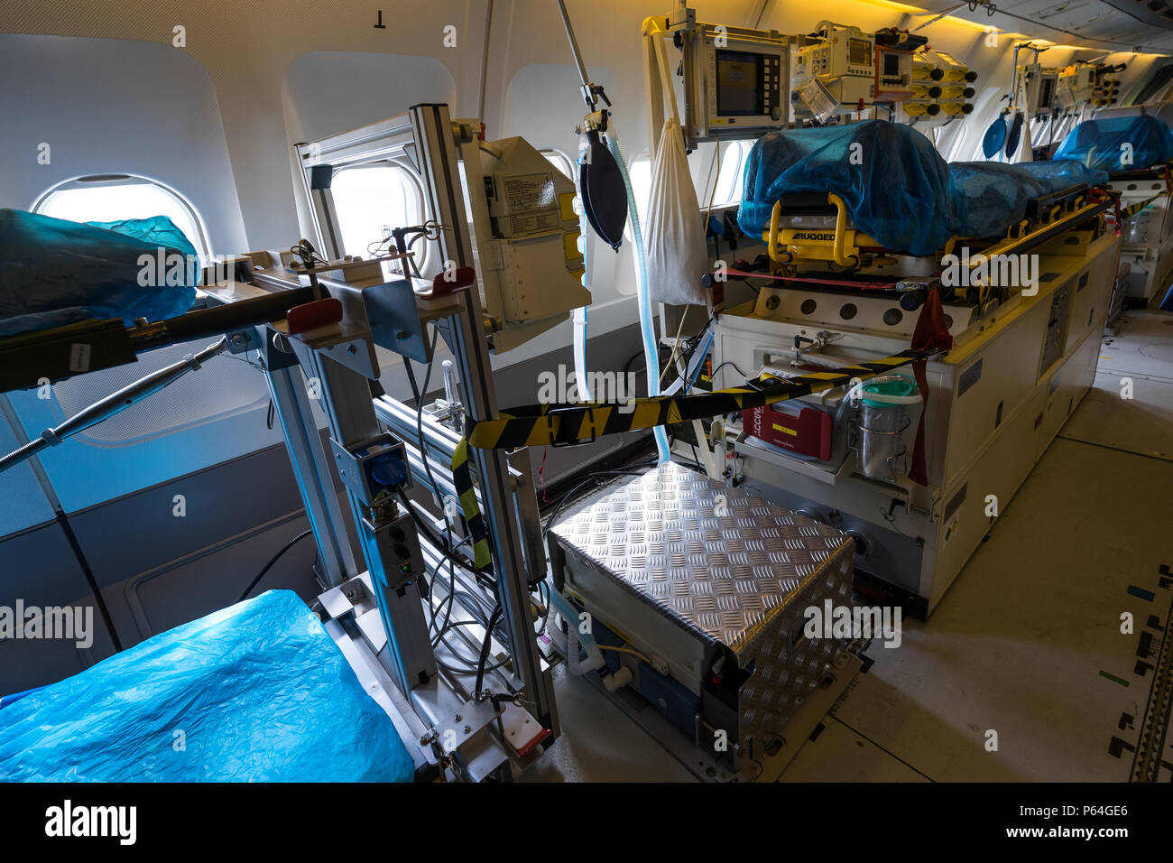 Interior of the salon for evacuation and first aid to the wounded of ...