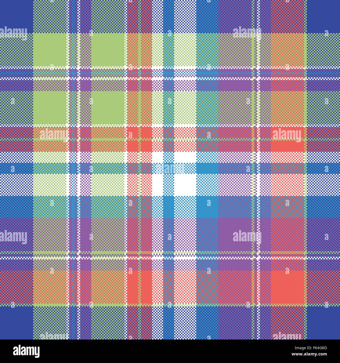 Madras pixel plaid seamless pattern. Flat design. Vector illustration ...