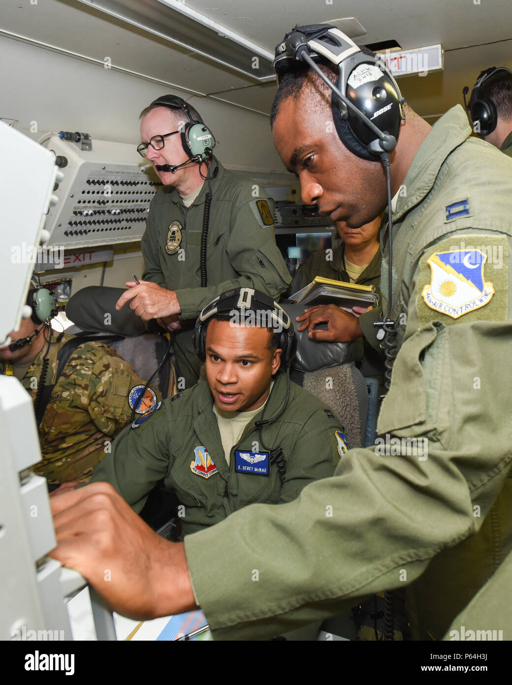 Aircrew members from Team JSTARS perform pre-flight checks prior to a ...