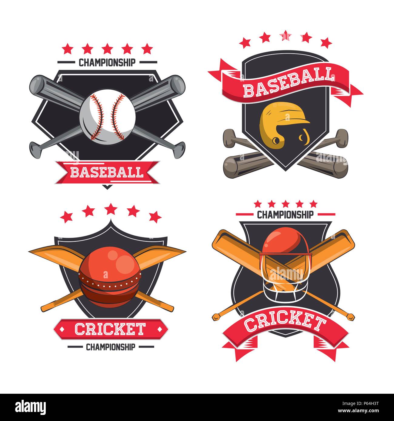 Cricket and baseball emblems Stock Vector Image & Art - Alamy
