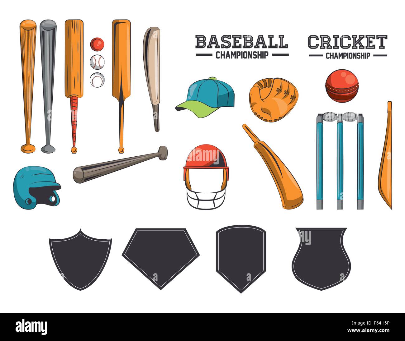 Cricket and baseball equipment Stock Vector Image & Art - Alamy