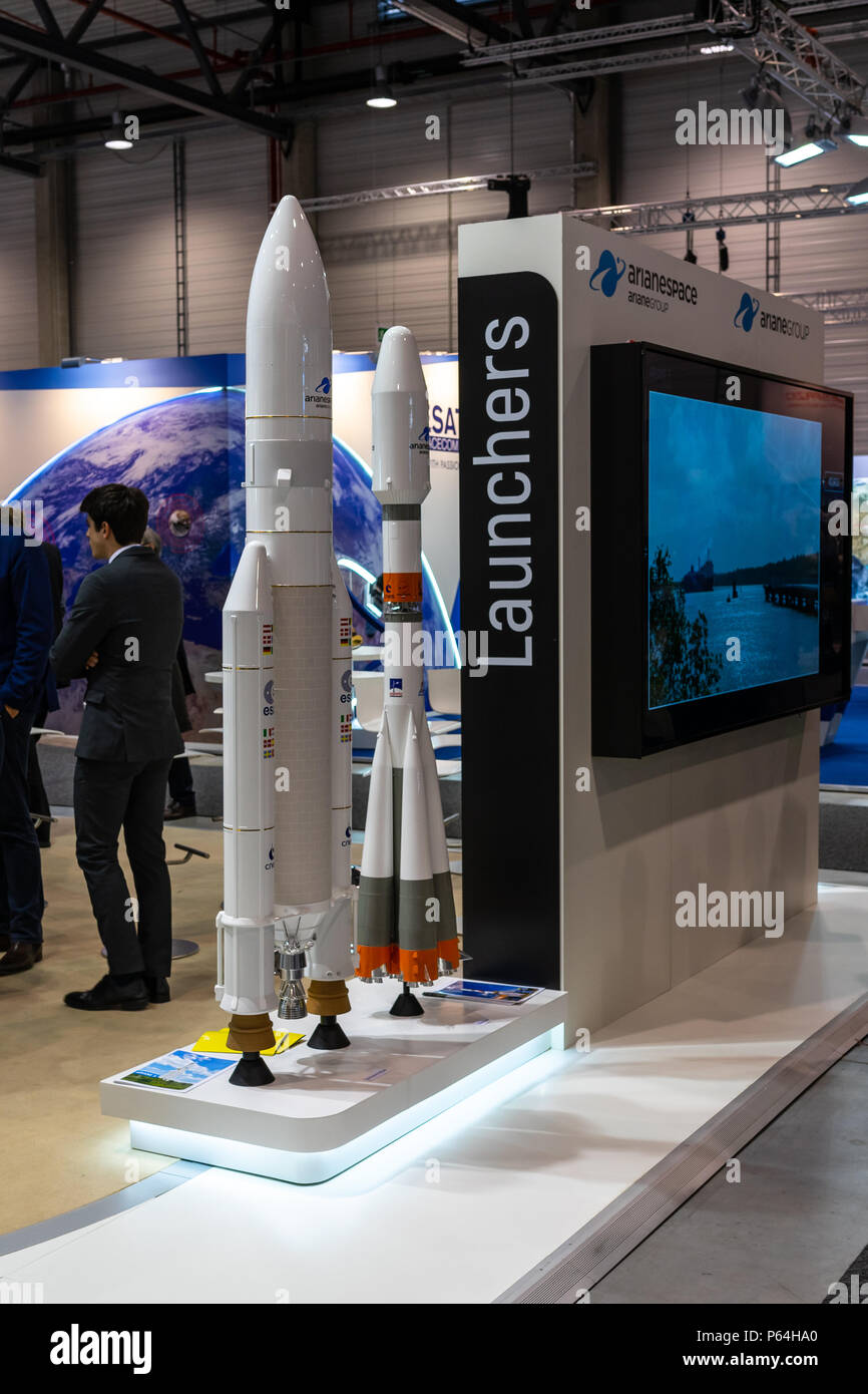 The stand of the first commercial launch service provider Arianespace ...