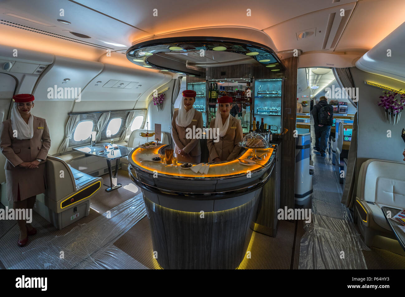 The bar for the passengers the first and business class of the world's ...