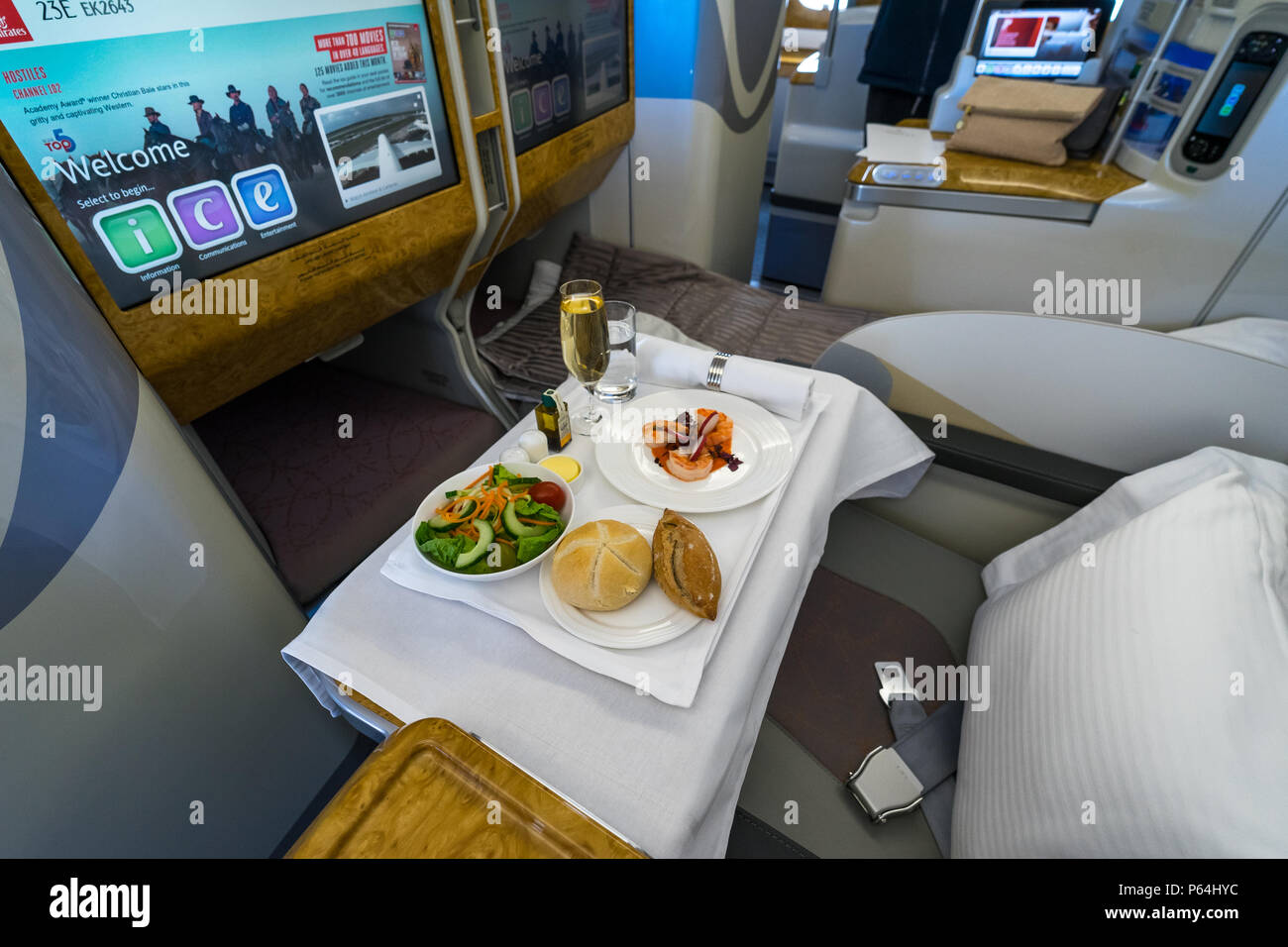 Passenger's menu of business class of the world's largest aircraft ...