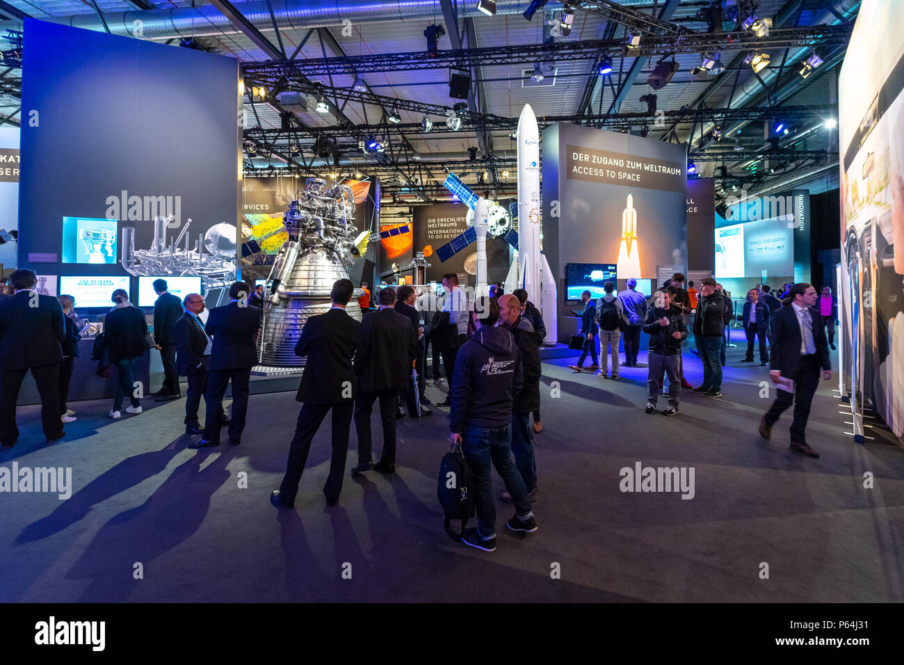 BERLIN - APRIL 26, 2018: Space Pavilion. Mockups of missile carriers ...