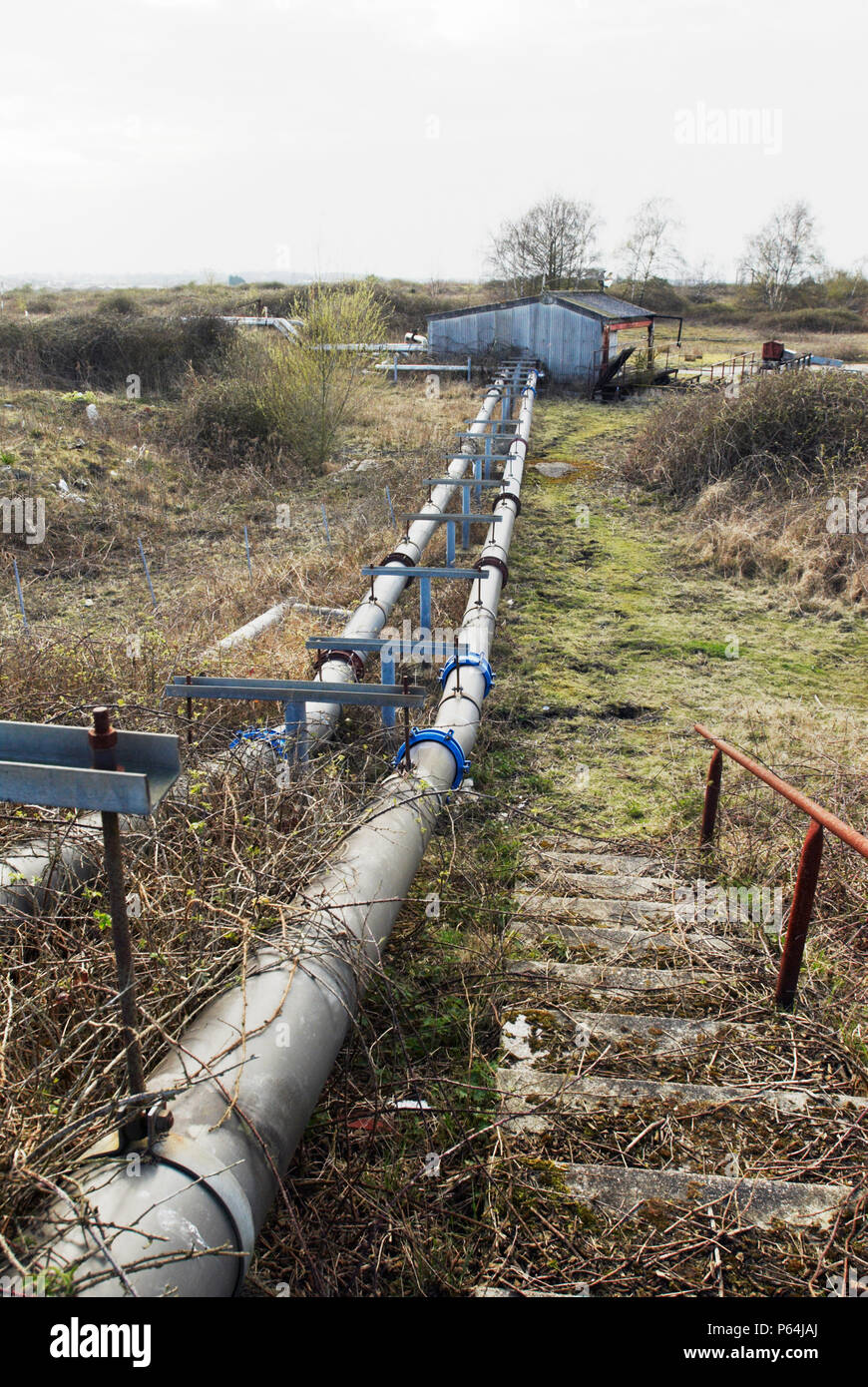 Disused pipes running from a factory no longer in use, Manningtree ...