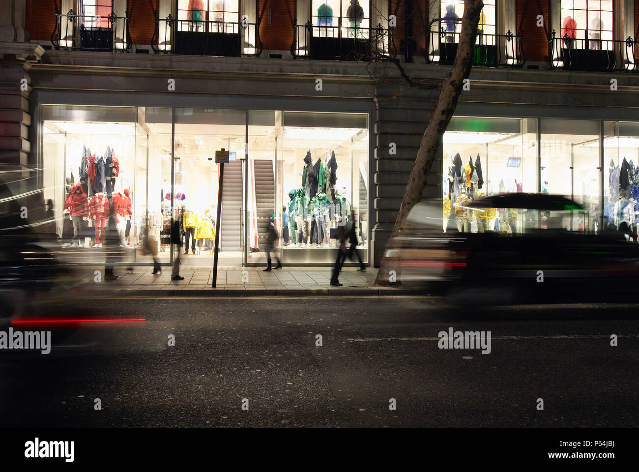 Shop front at night, Oxford Street, London, UK Stock Photo - Alamy