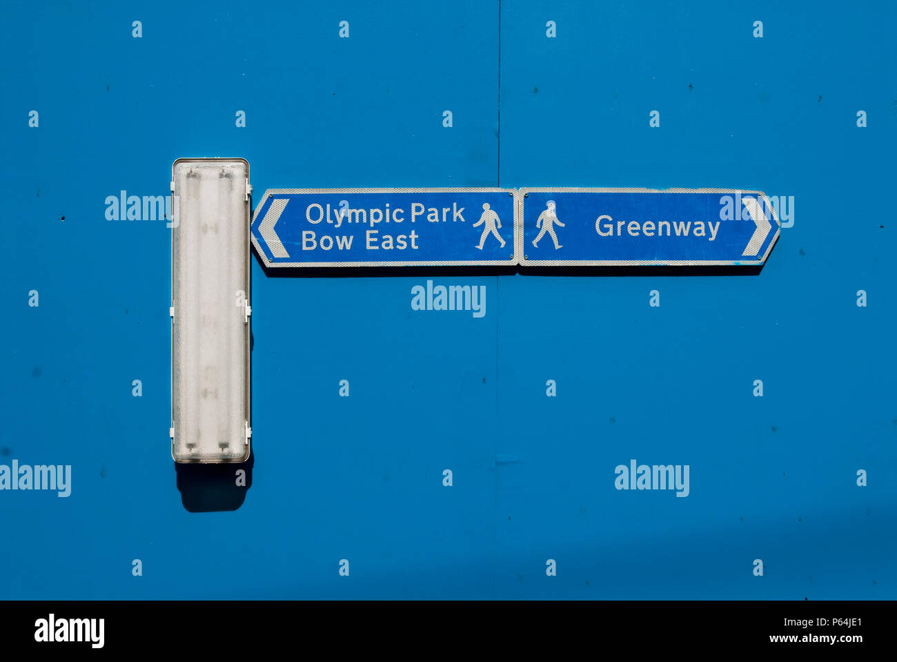 Greenway sign on hoarding surrounding the Olympic site, Stratford, East ...