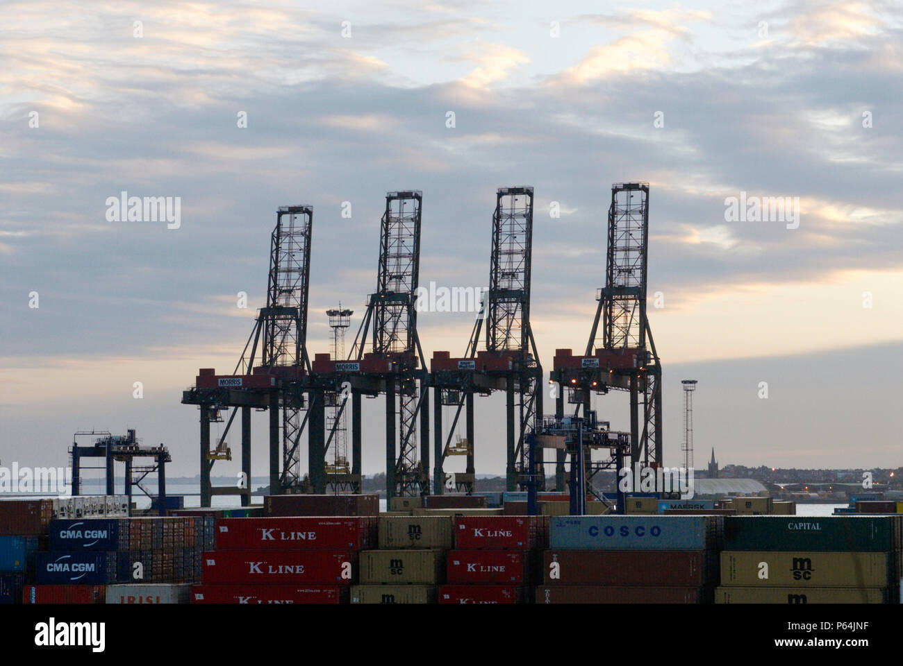 Loading cranes at The Port of Felixstowe, Britain's Largest Container ...