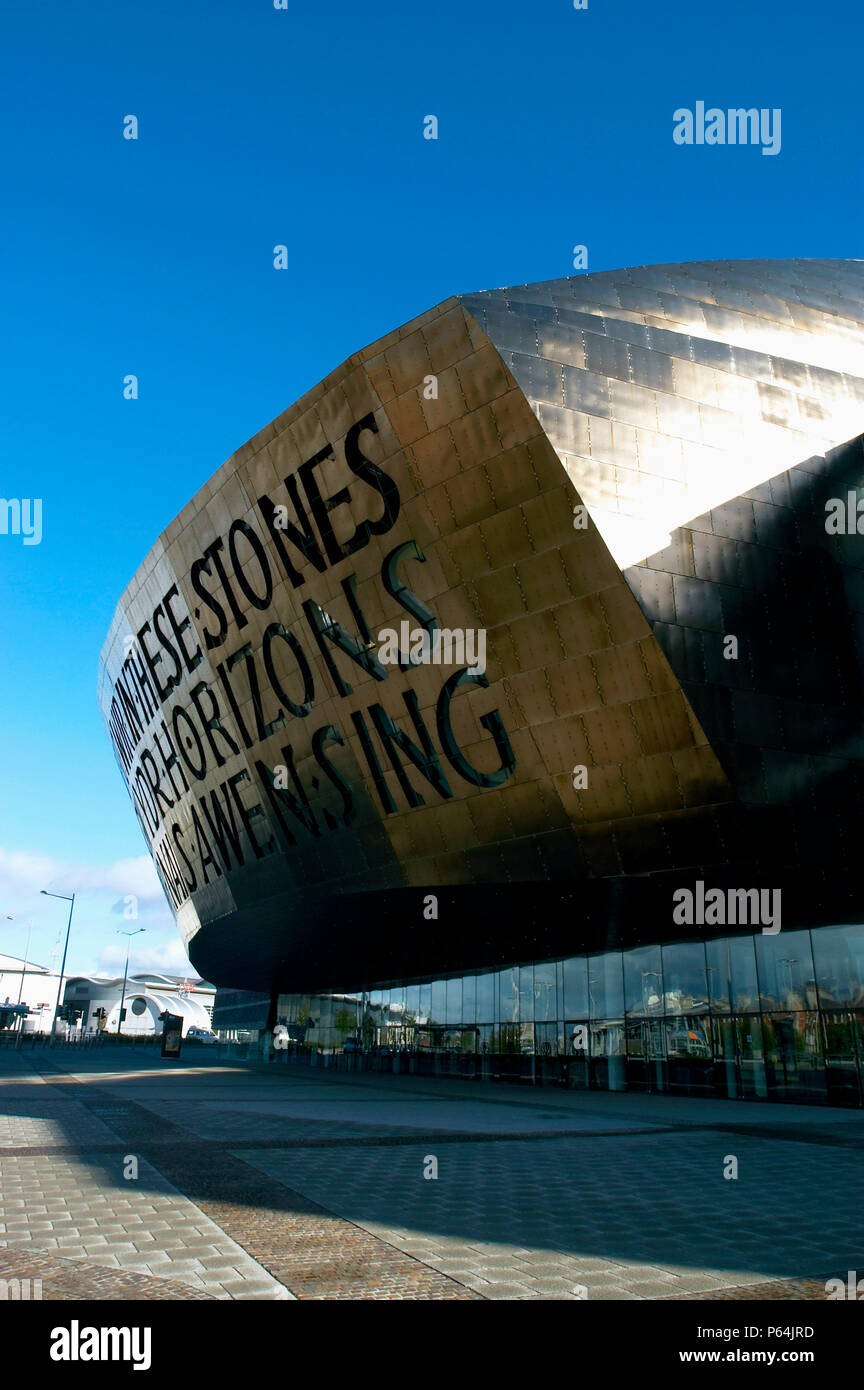 Designed and built in Wales, the Wales Millennium Centre on Cardiff Bay ...