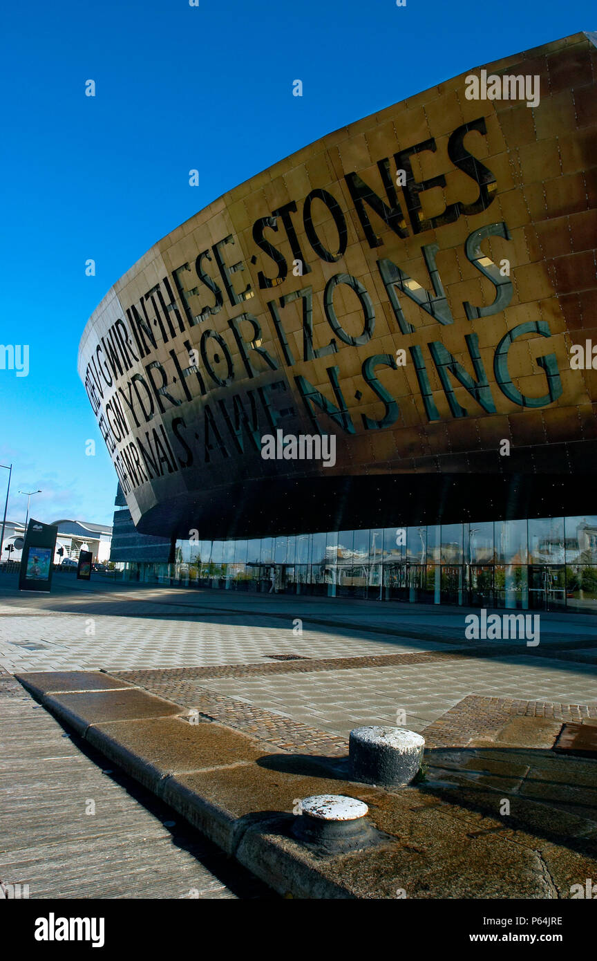 Designed and built in Wales, the Wales Millennium Centre on Cardiff Bay ...