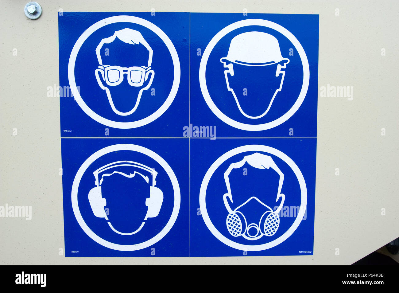 Safety sign on construction plant hire Stock Photo - Alamy