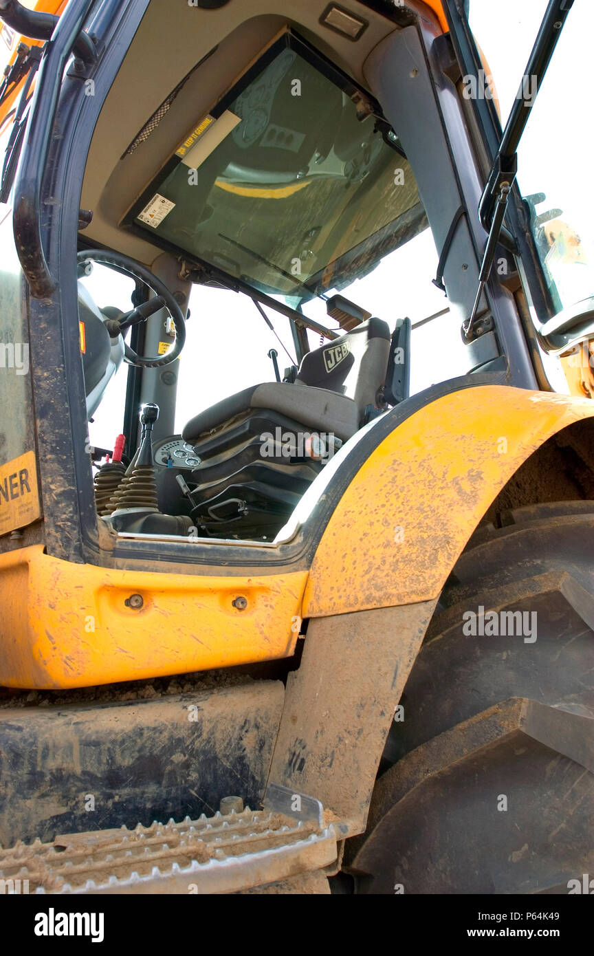 The drivers position in a JCB excavator Stock Photo - Alamy