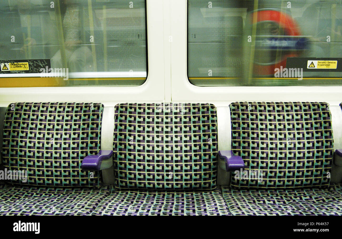 London Underground carriage seating Stock Photo - Alamy