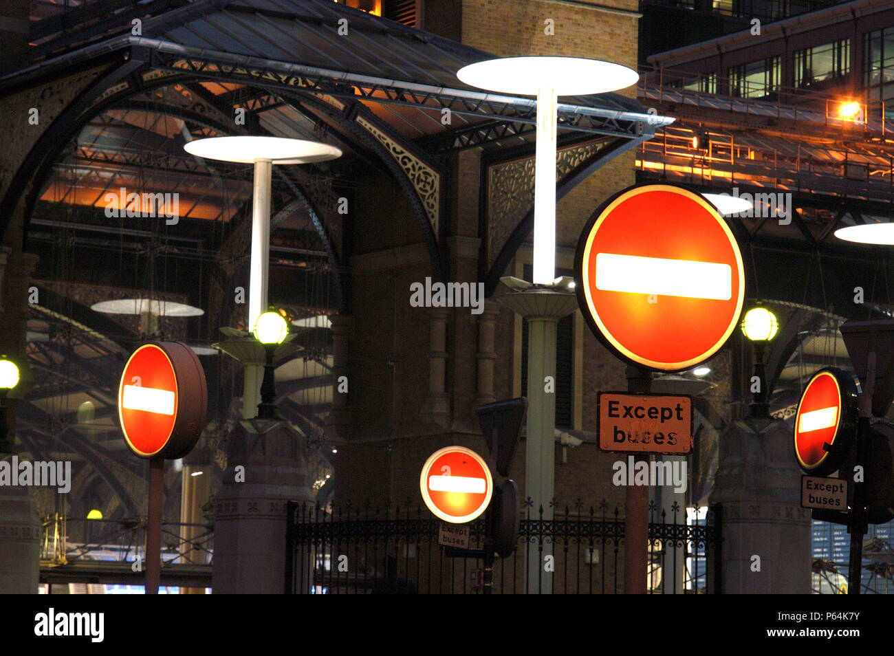 No entry signs at Liverpool Street Station, London Stock Photo - Alamy