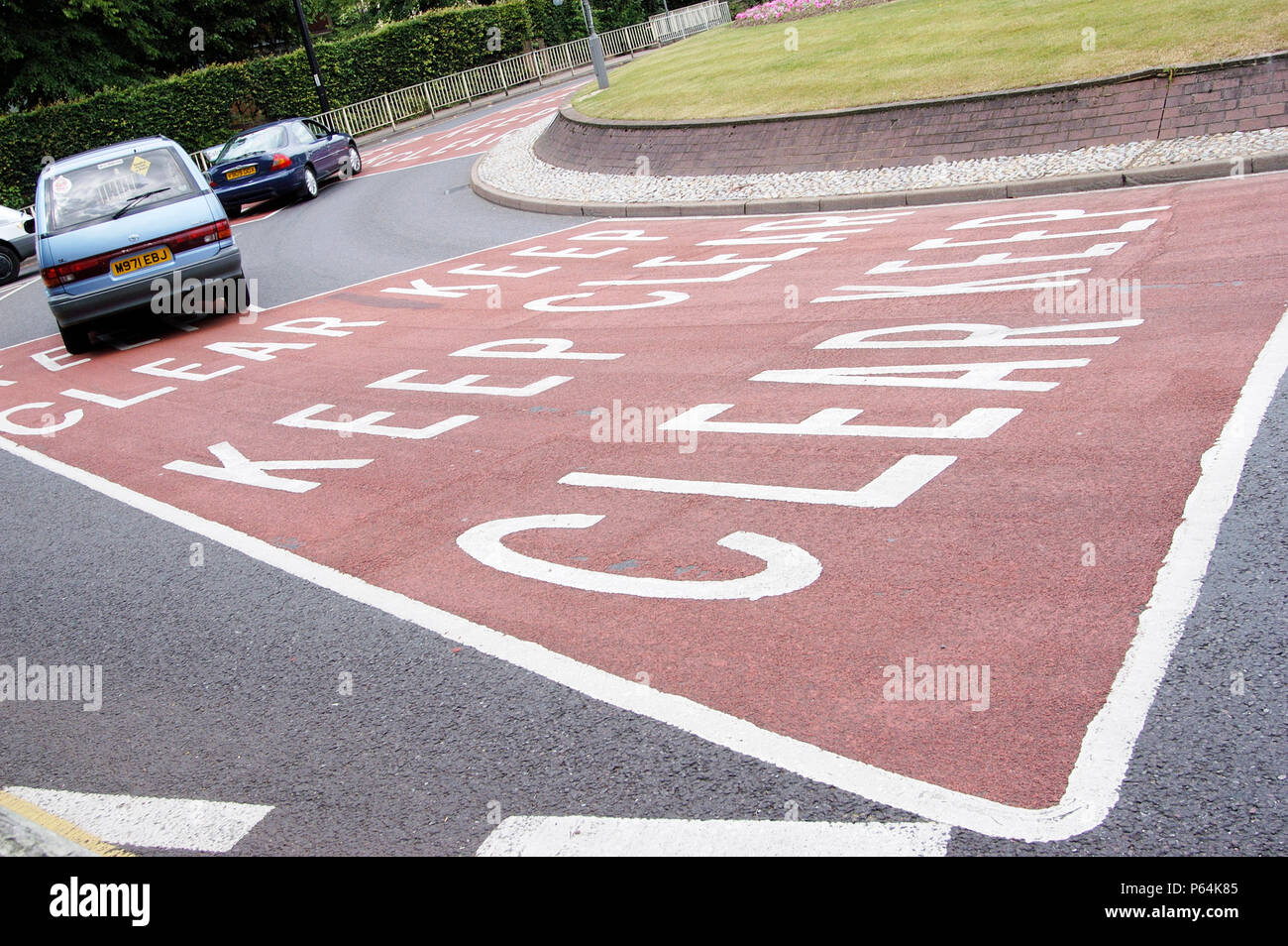 Road markings on a roundabout Stock Photo - Alamy