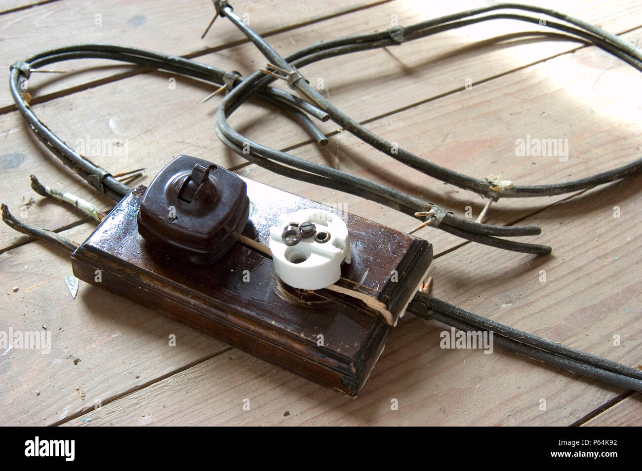 Old electrical socket and switch Stock Photo - Alamy