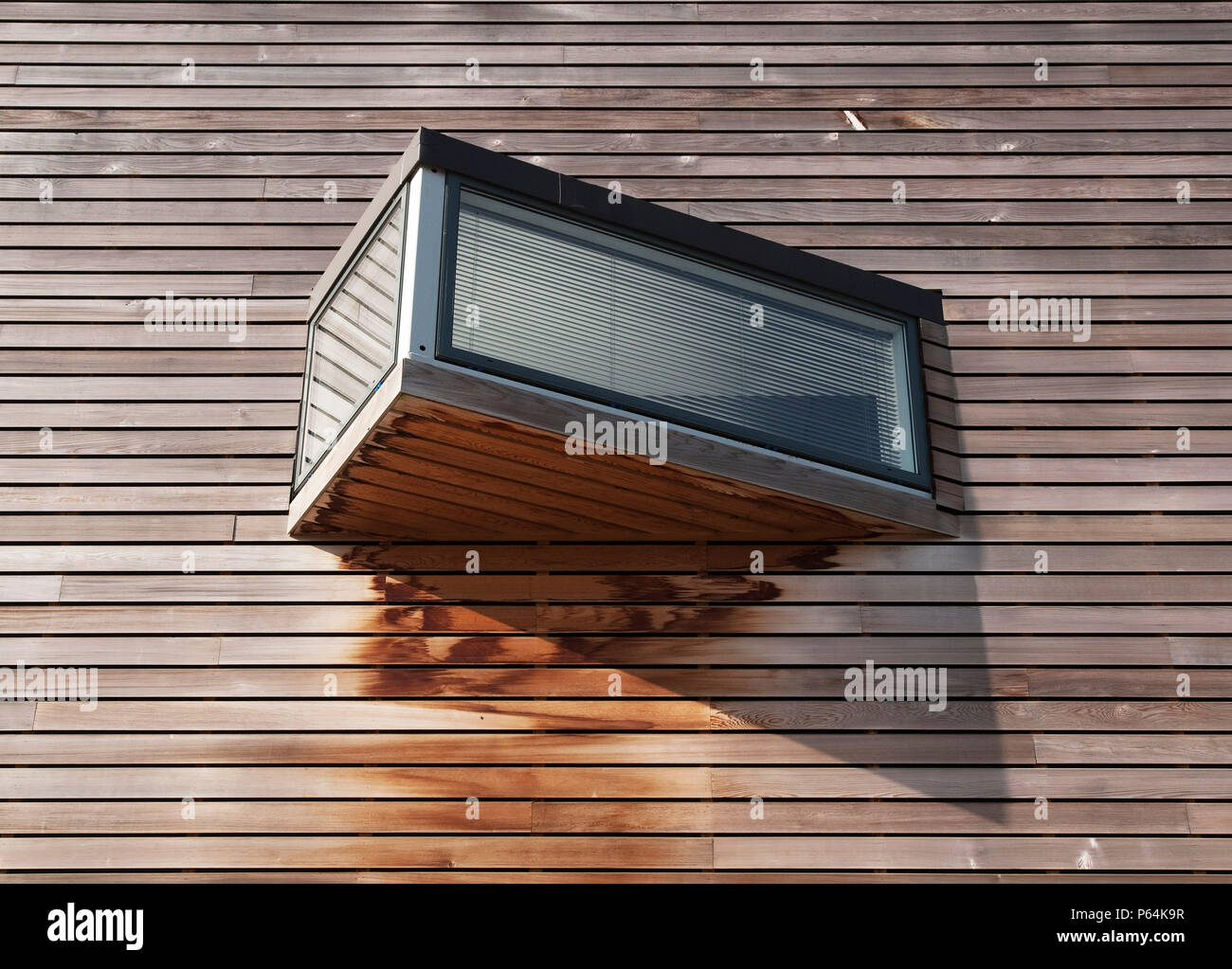 Modern window fitting on wooden cladded side of Wisbech Boathouse, part ...