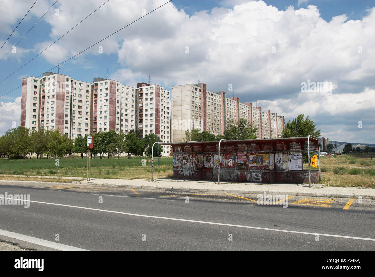 Communist-era flats and bus-stop, Bratislava, Slovakia Stock Photo - Alamy