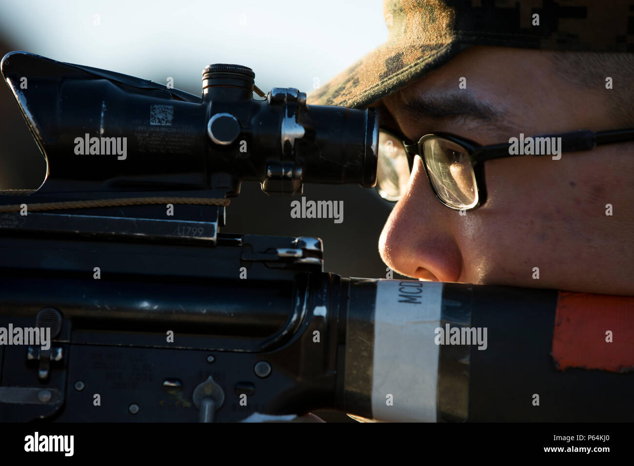 A U.S. Marine Corps recruit with Company F, 2d Recruit Training ...