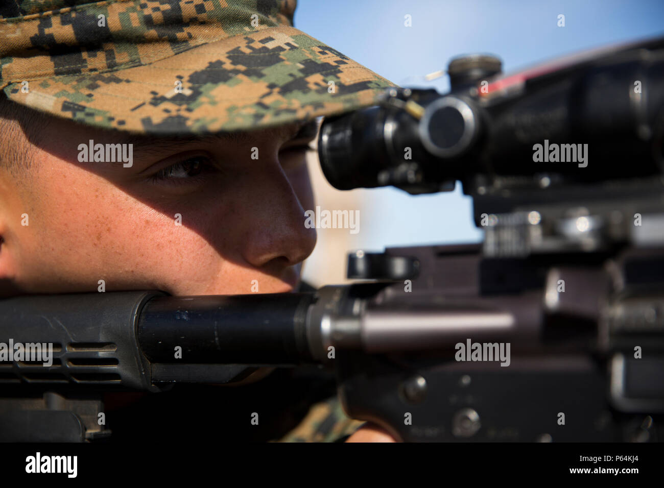 A U.S. Marine Corps recruit with Company F, 2d Recruit Training ...