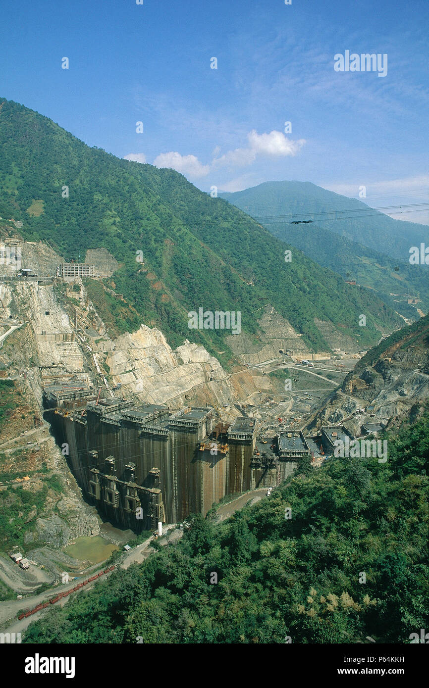 Ertan Double curved concrete arch dam. Upper Yangtse River. Szechuan ...